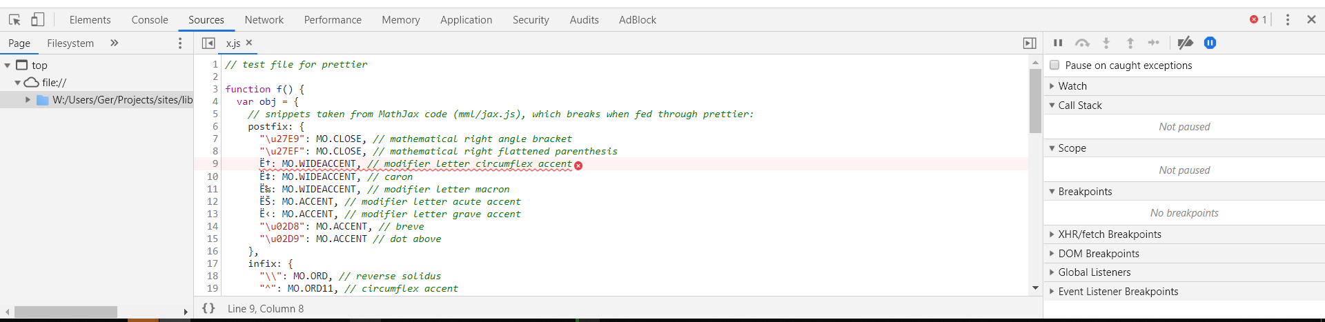 Prettier Produces Broken Code For Quoted Object Properties Latest Chrome Browser B0rks On