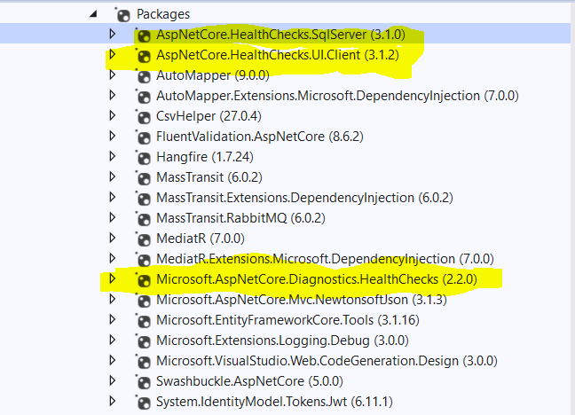 Xabari HealthCheck packages (for SQL Server, Hangfire) for Asp.NET Core 3.1 breaks the API ...