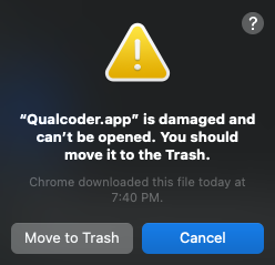 “Qualcoder.app” is damanged and can't run on MacOS · Issue #771 · ccbogel/QualCoder · GitHub
