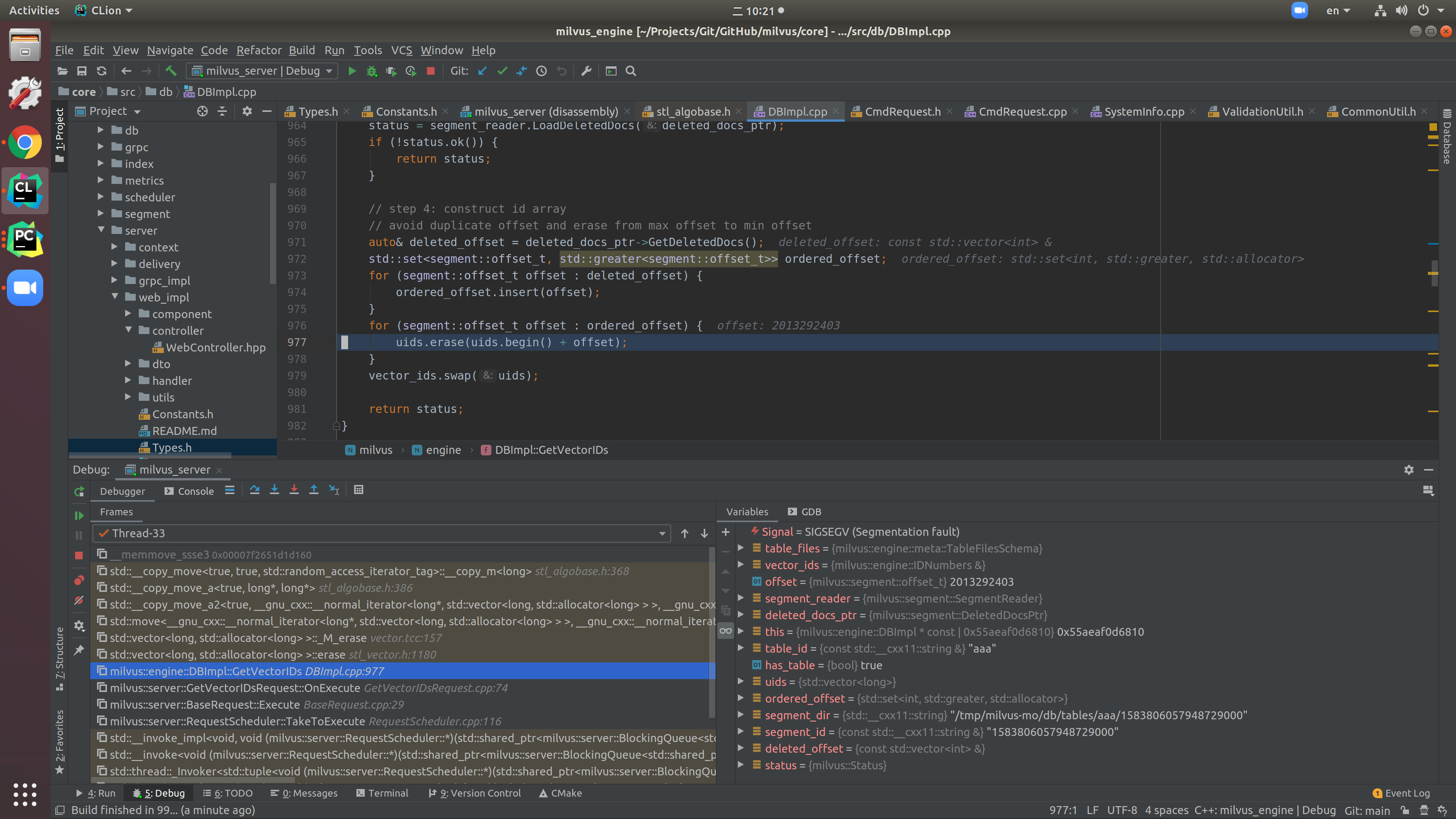 Server crash when try to get vector ids · Issue #1594 · milvus-io ...