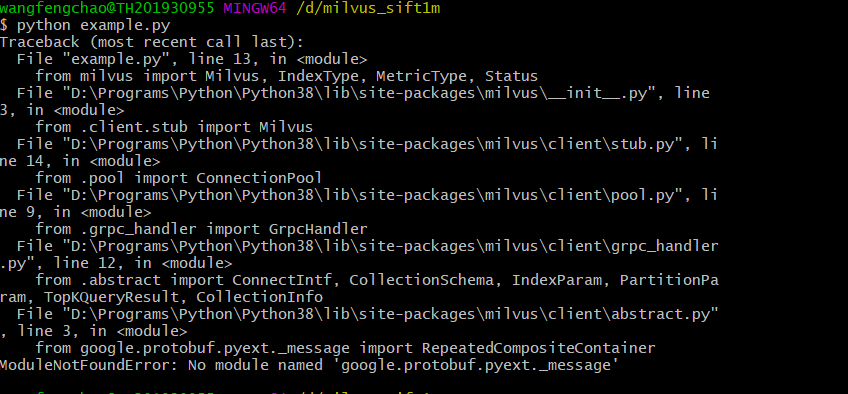 [bug] Protobuf Import Failed · Issue 222 · Milvus Io Pymilvus · Github