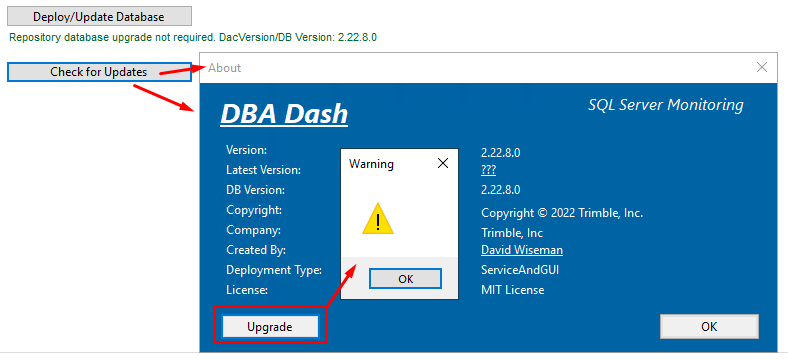 Check For Updates Button And Missing Internet Connection · Issue 353 · Trimble Oss Dba Dash