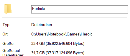 Fortnite - size of Game Installation · Issue #2492 · Heroic-Games ...