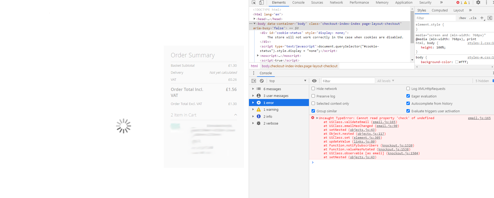 Magento 2.4.1 In-Store Delivery causes checkout to permanent hang with Error is email.js:165 ...