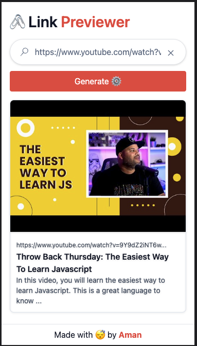 GitHub - amanksdotdev/link-previewer: link preview generator