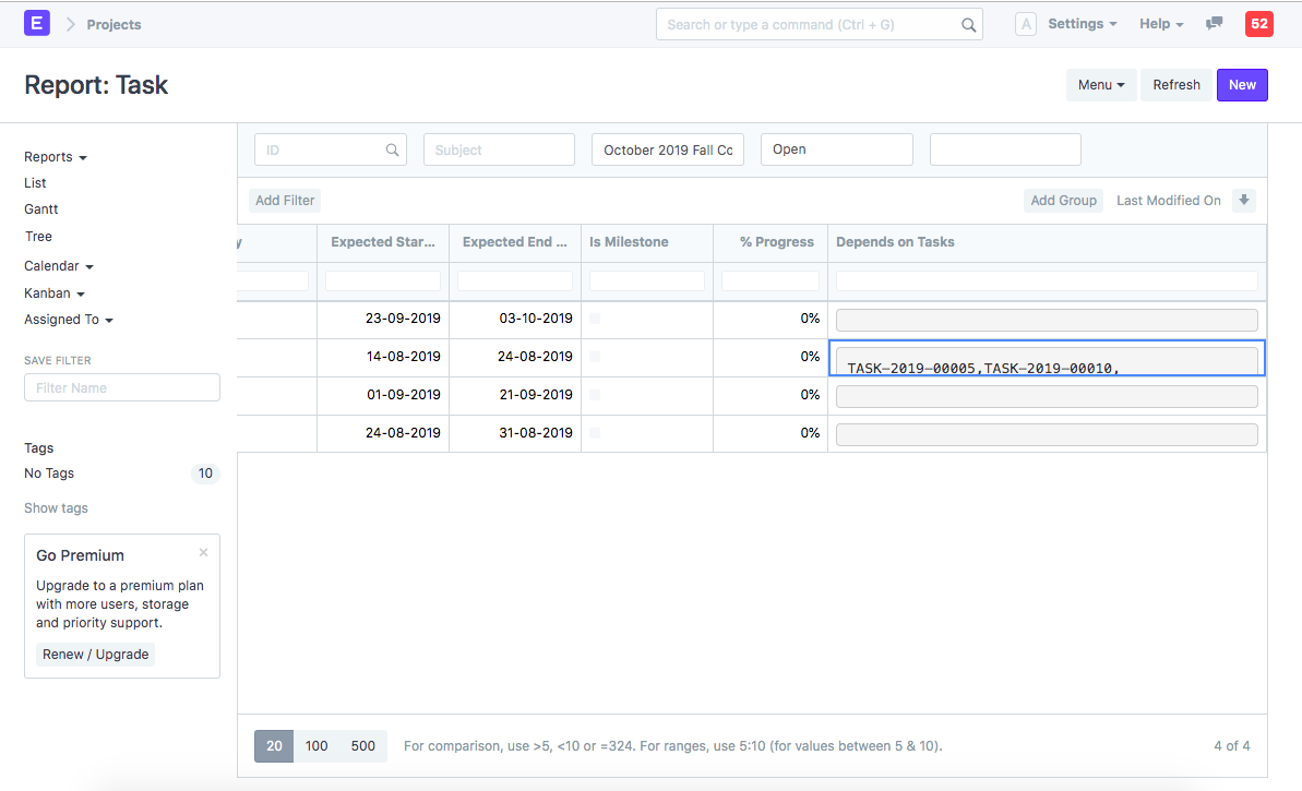 Projects Unwanted In Report For Dependent Task · Issue 18342 · Frappeerpnext · Github