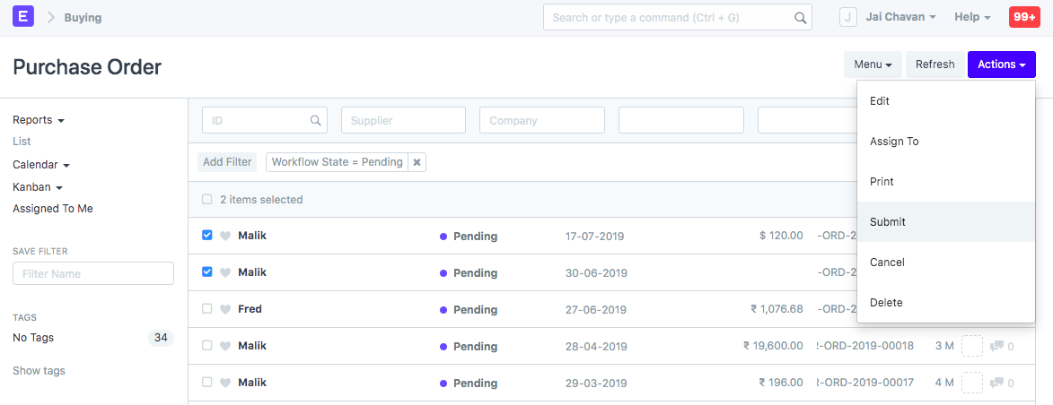 Workflow Bulk Approval [UX] · Issue #18504 · frappe/erpnext · GitHub