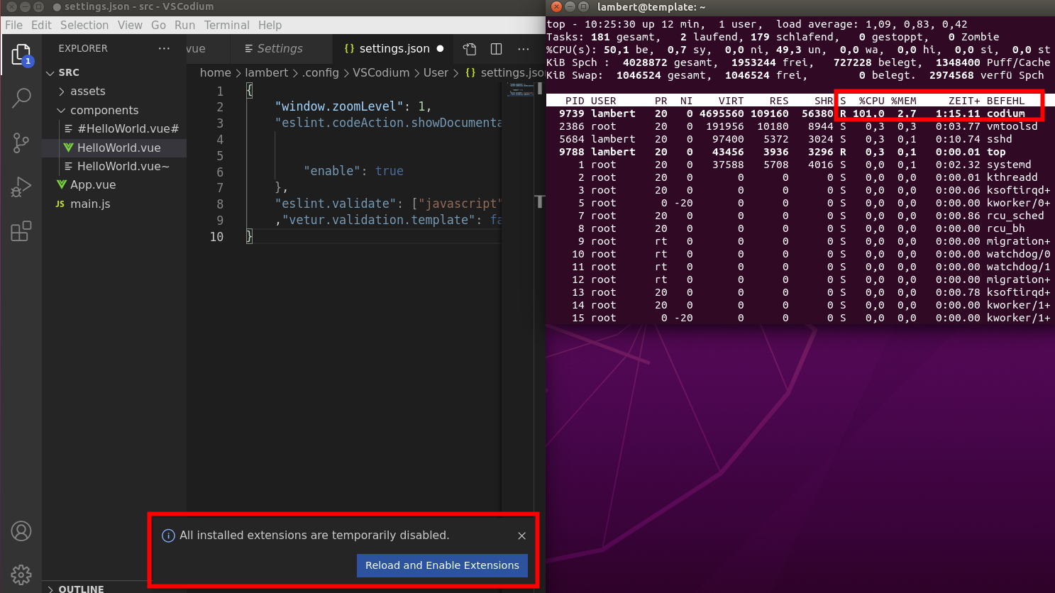 codium consumes 100% CPU even with --disable-extensions · Issue #653 ...