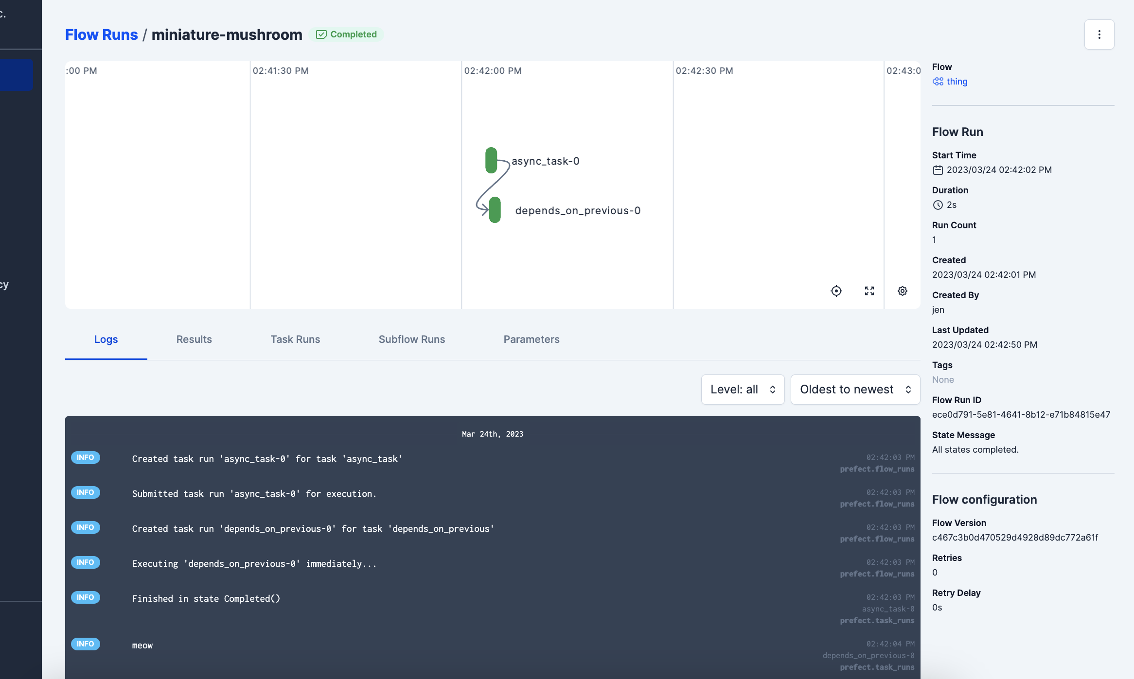 Flow run gets stuck when connected to Orion Server but works if ...