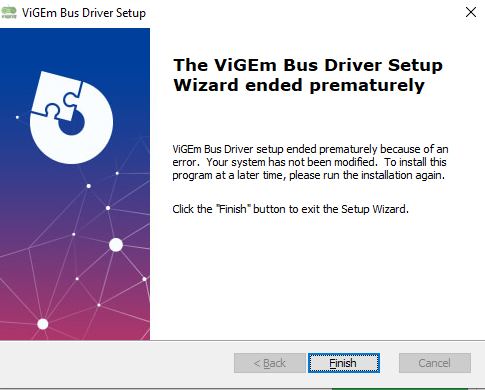 VIGem Bus driver setup wizard ended prematurely · Issue #1065 · Ryochan7/DS4Windows · GitHub