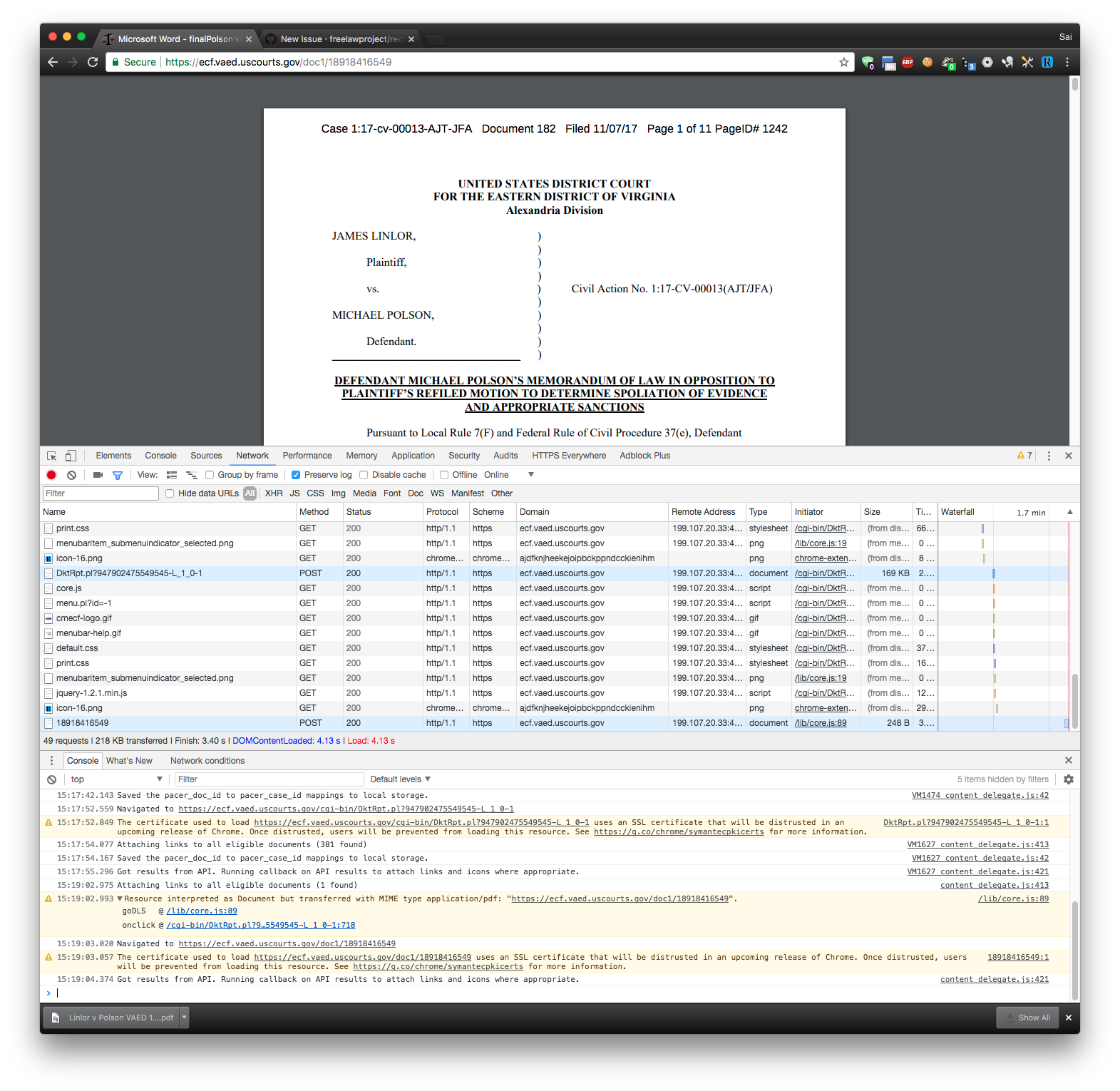 RECAP failing to upload dockets & documents · Issue #189 · freelawproject/recap · GitHub