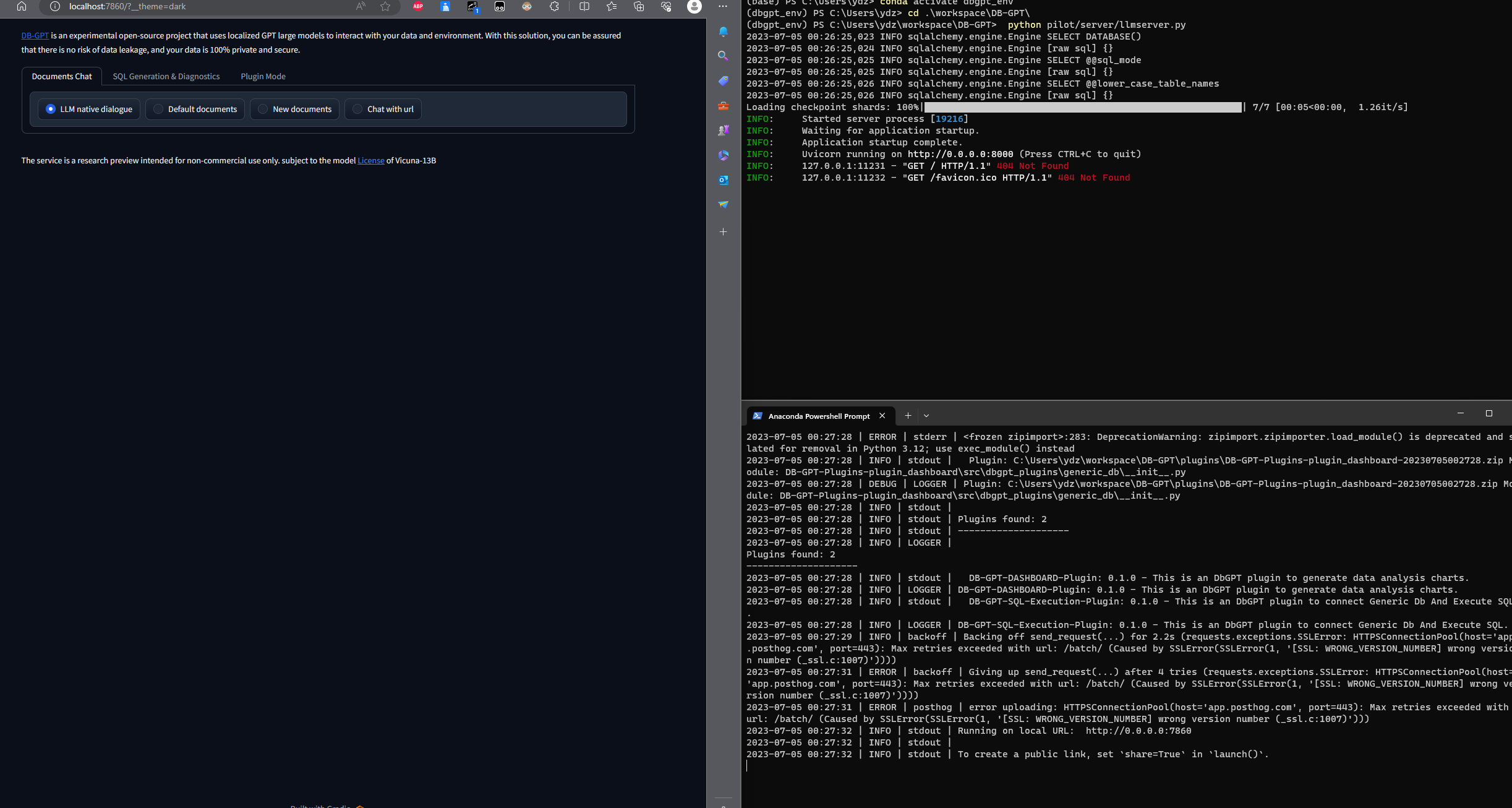 Windows11 按照教程跑完后没有出现对话框 · Issue #292 · eosphoros-ai/DB-GPT · GitHub