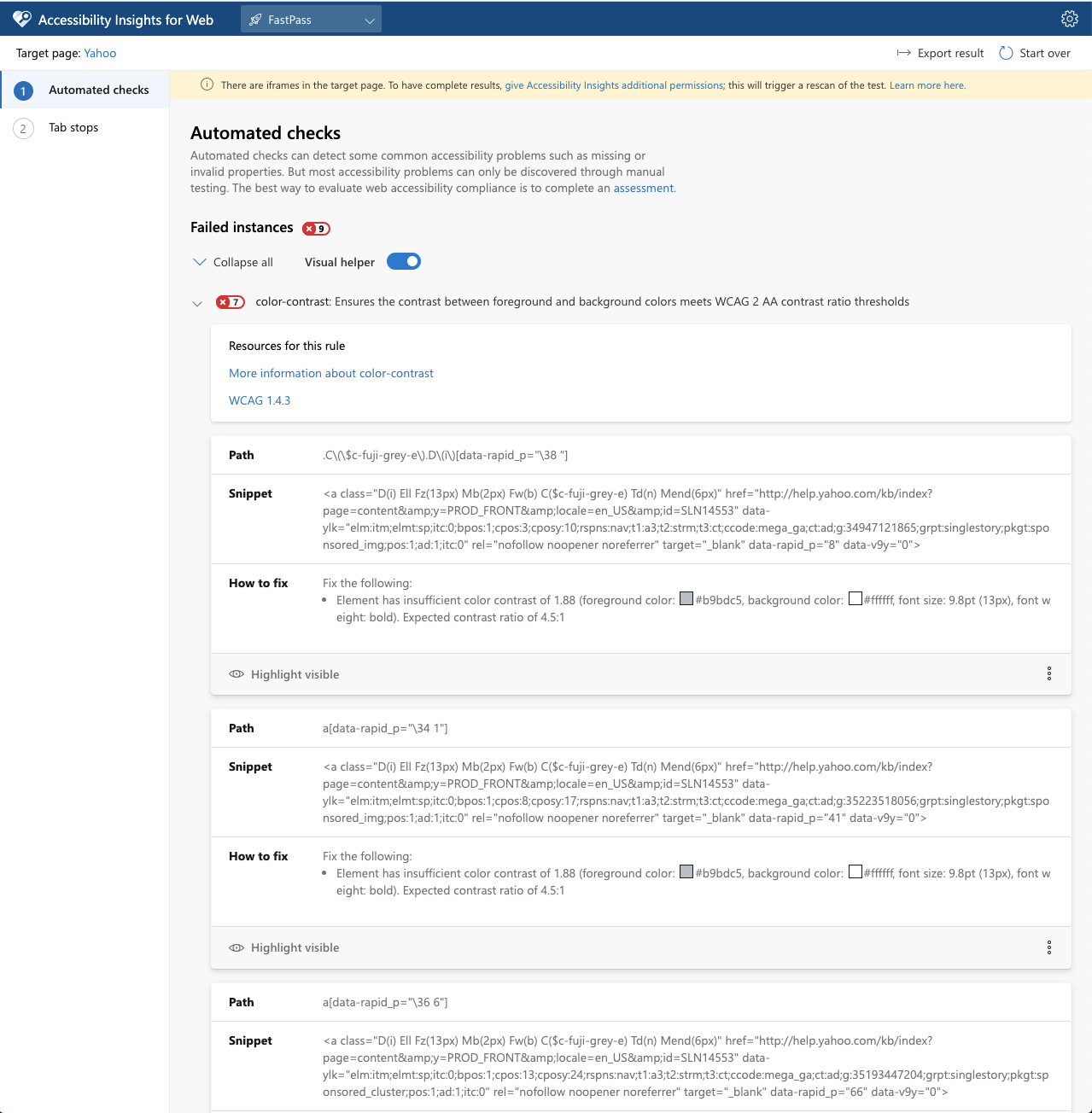 Automated Checks Background Color · Issue 1962 · Microsoftaccessibility Insights Web · Github