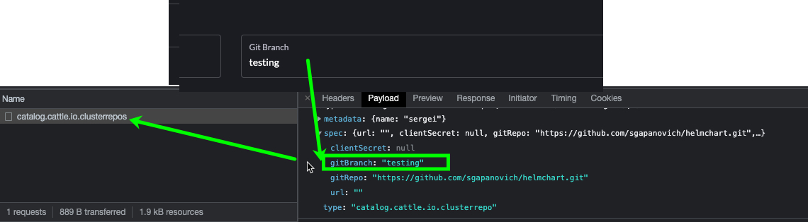 User can create/edit a git chart repo with an empty Git Branch field ...