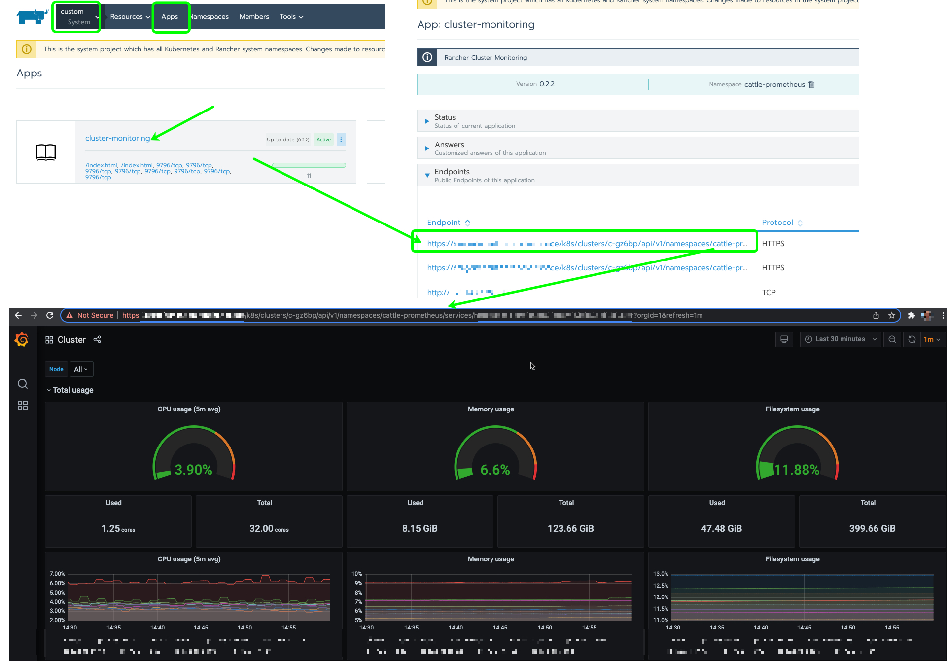Monitoring v1 is not available in a downstream cluster on Tenant Rancher server · Issue #35994 ...