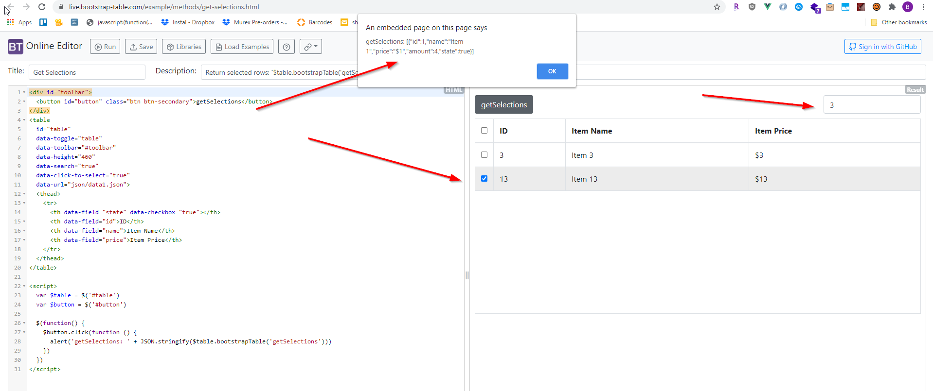getSelections() returns wrong data if search query · Issue #5332 · wenzhixin/bootstrap-table ...