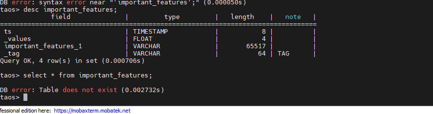 desc能拿到某张表的数据，但是使用select语句报错Table does not exist · Issue #21879 · taosdata/TDengine · GitHub