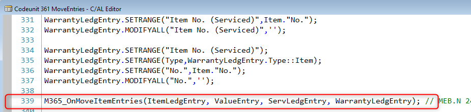 Event Request Codeunit 361 Functions Moveitementries And Moveresentries · Issue 3158
