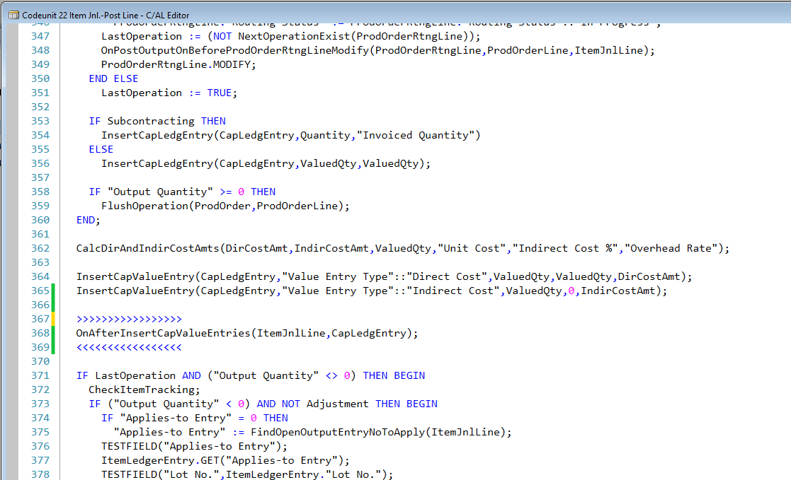 [Event Request] Codeunit 22 - OnafterInsertCapValueEntries in PostOutput · Issue #4289 ...
