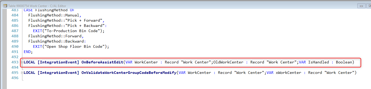 Publisher OnBeforeAssistEdit in Table "Work Center" is missing in ...