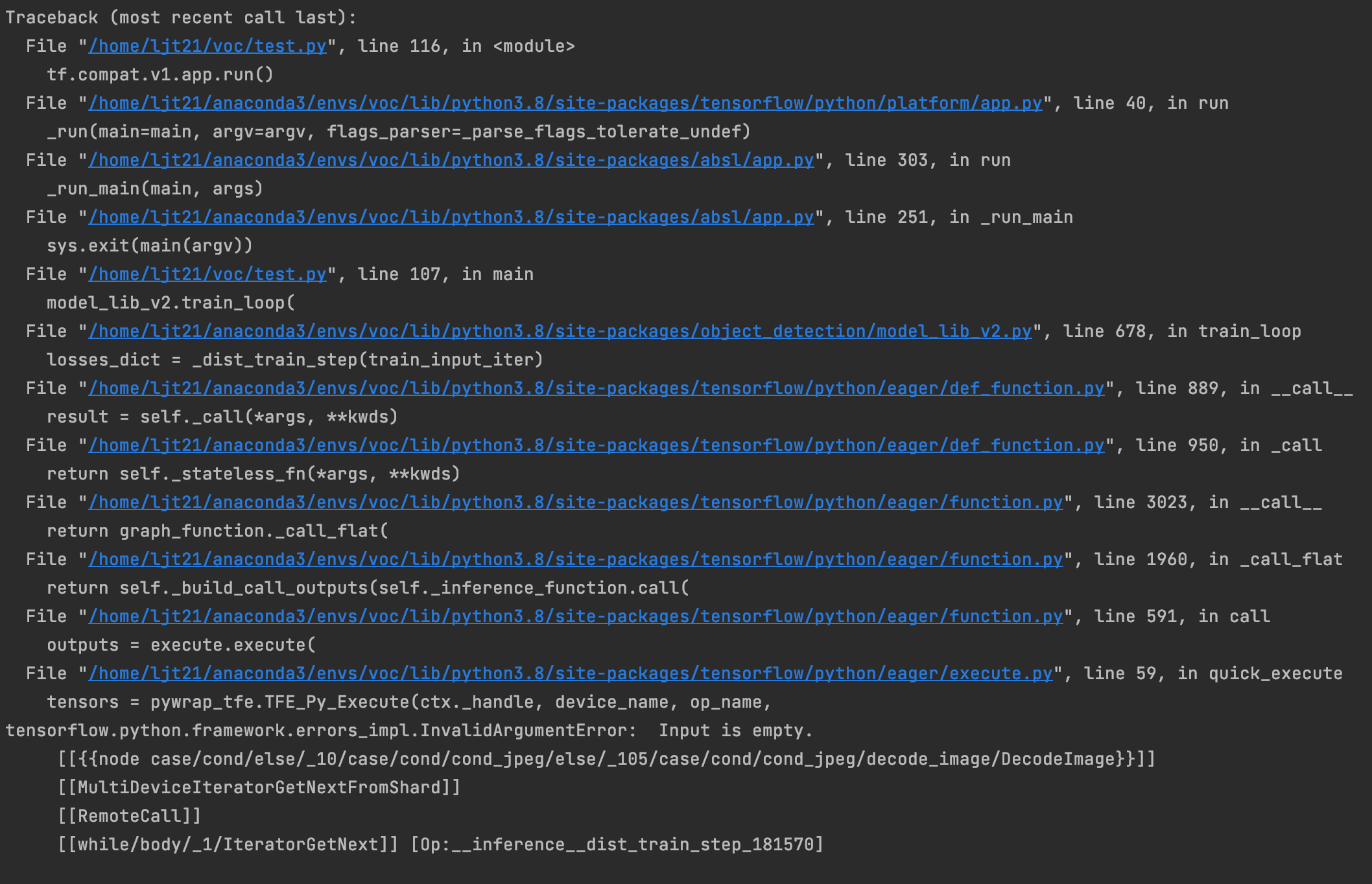 run model_main_tf2.py error: Input is empty · Issue #10176 · tensorflow/models · GitHub
