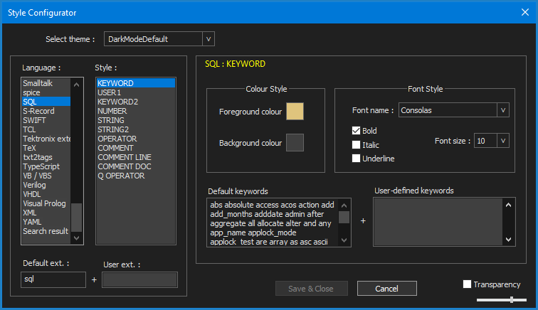Cannot Set Default Font For Sql Language · Issue 14021 · Notepad Plus Plusnotepad Plus Plus