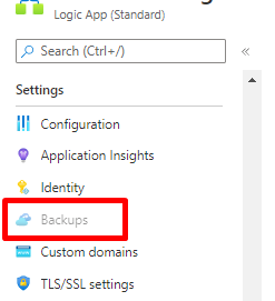Logic App Standard - "Backups" option is disabled · Issue #546 · Azure/logicapps · GitHub