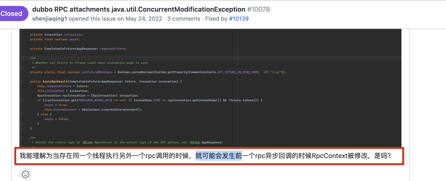 ConcurrentModificationException in ContextFilter.onResponse() · Issue #12111 · apache/dubbo · GitHub