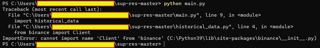 ImportError import historical_data, 'Client' from 'binance' · Issue #5 ...