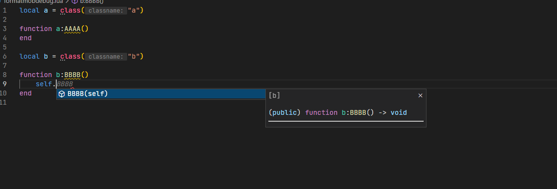 VSCODE EMMLUA 只有使用@class注解才支持使用self · Issue #97 · EmmyLua/VSCode-EmmyLua · GitHub