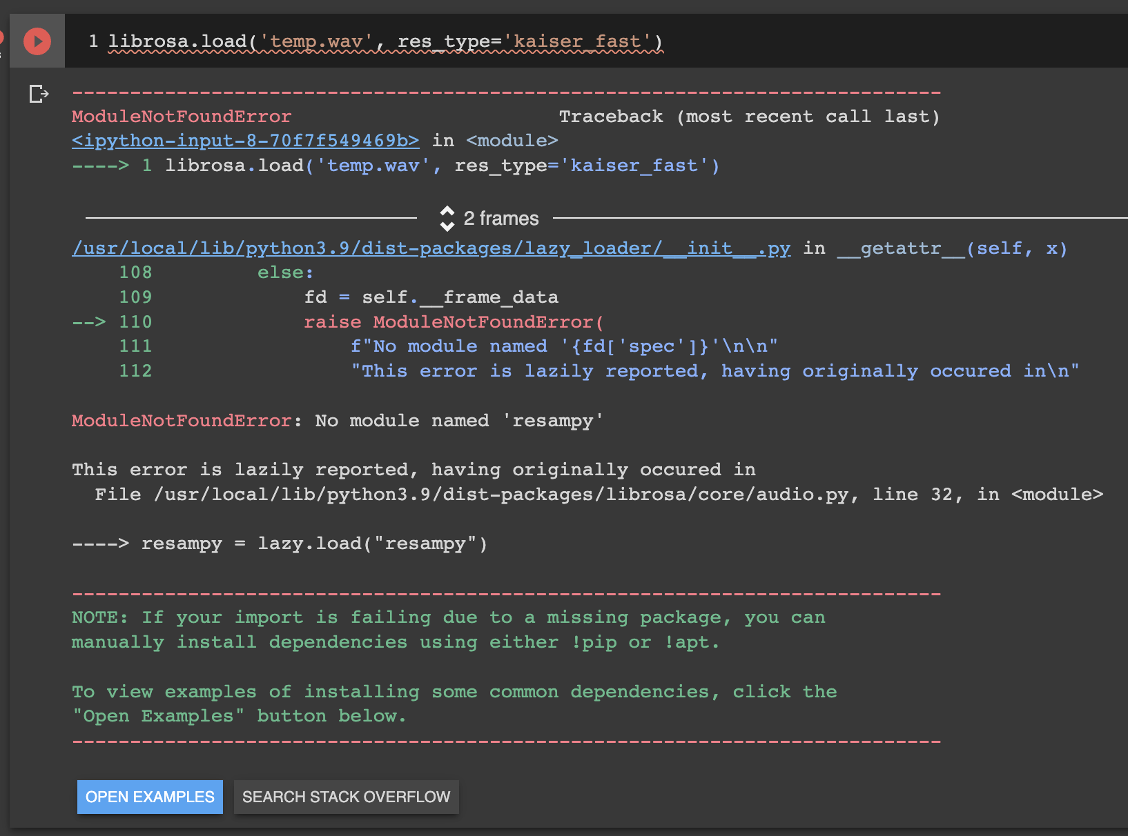 No module named 'resampy' error for librosa version >= 0.10.0 · Issue ... No module named 'resampy' error for librosa version >= 0.10.0 · Issue ...