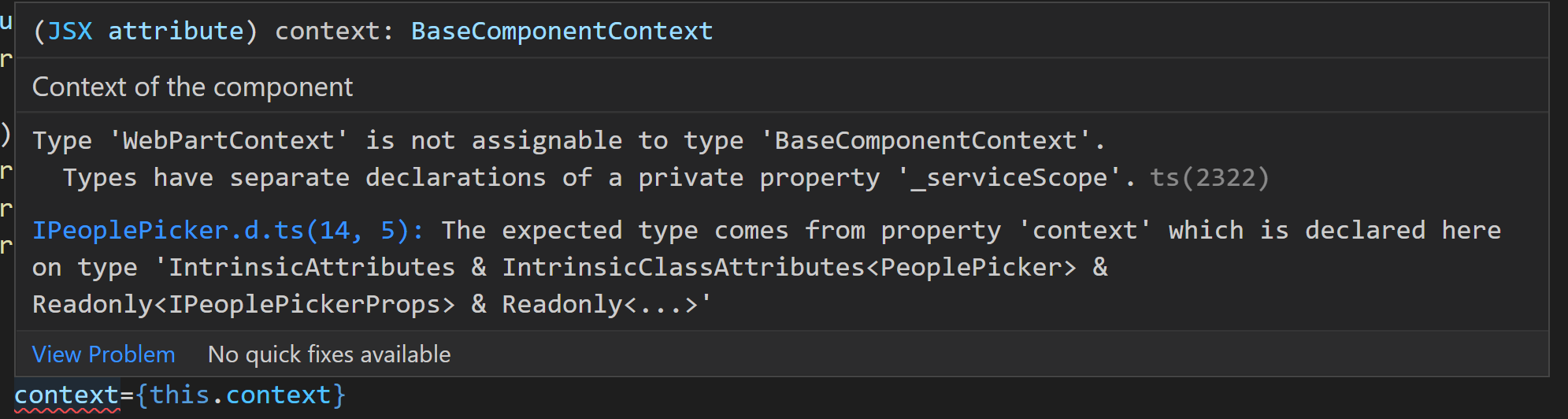 Type mismatch in PeoplePicker context · Issue #1122 · pnp/sp-dev-fx-controls-react · GitHub