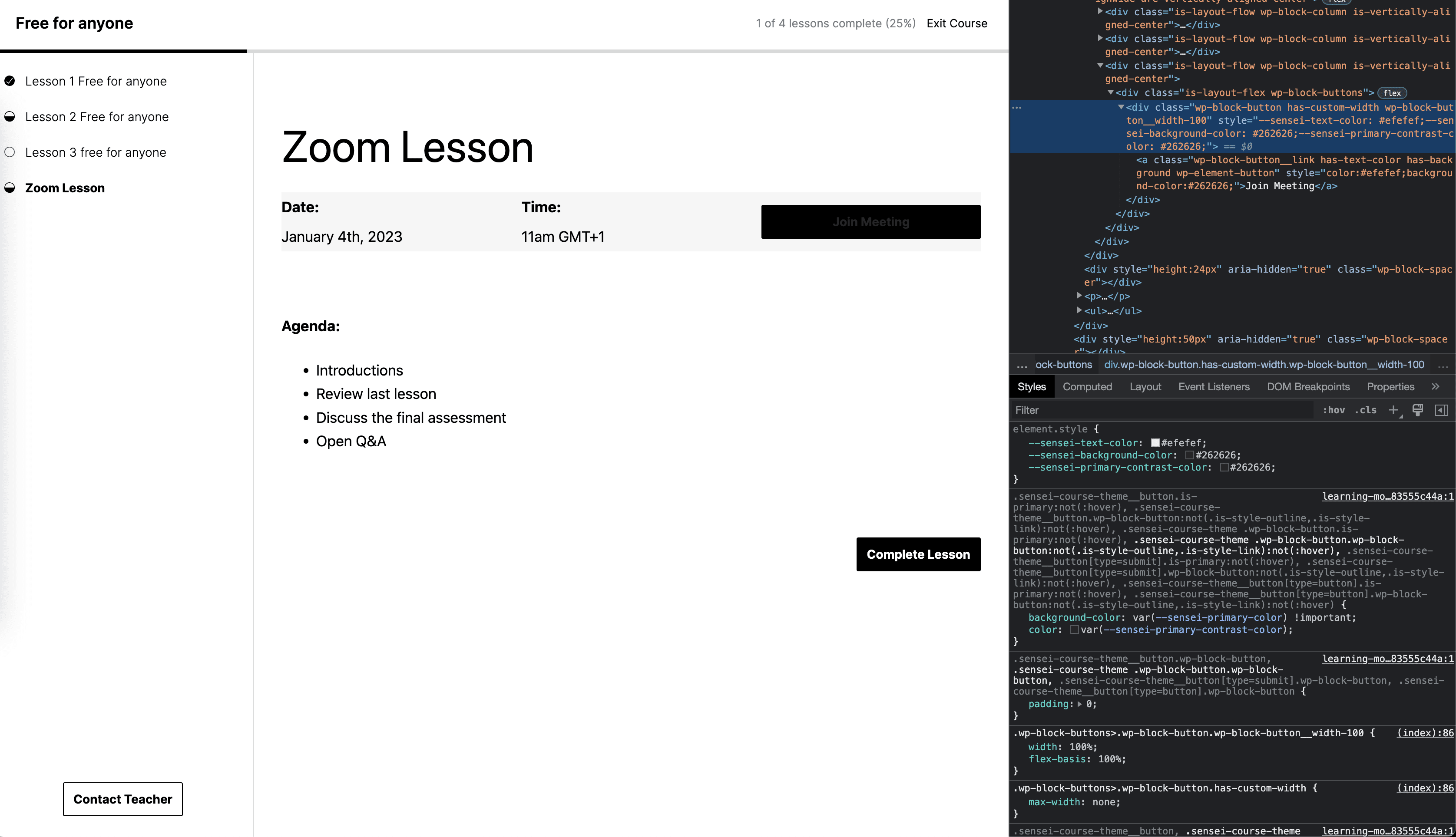 Zoom/Meeting lesson pattern has color conflict in the default button style · Issue #6349 ...