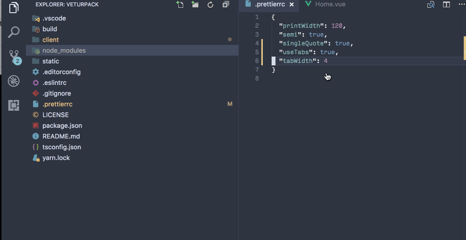 Prettier Does Not Read `tabwidth` From Prettierrc For Script Section · Issue 562 · Vuejsvetur