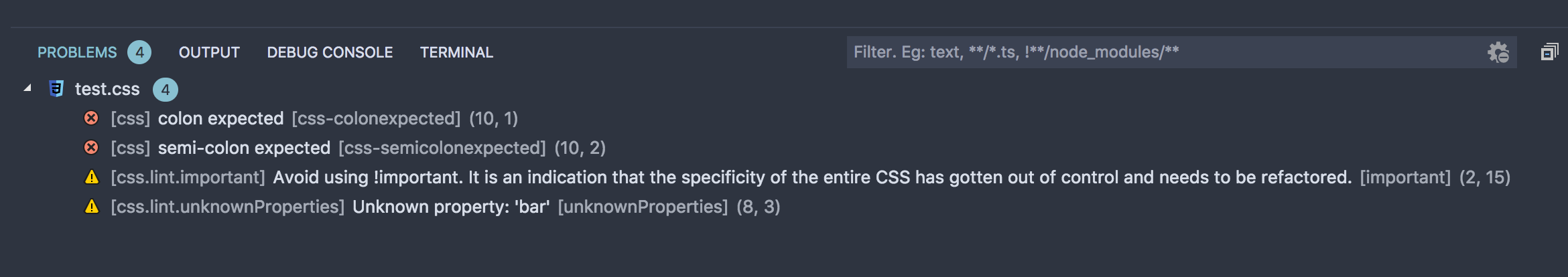 Css Do Not Show Origin Of Warning · Issue 62159 · Microsoftvscode · Github