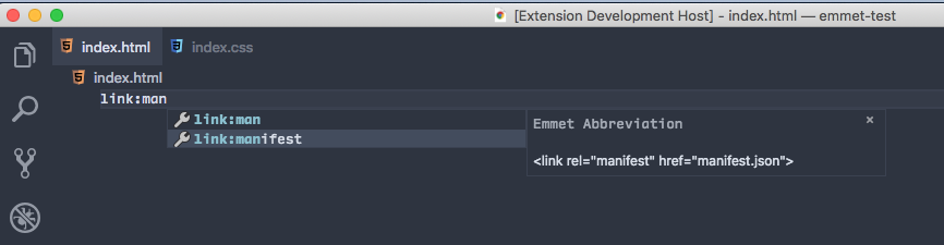 [HTML, Emmet] link:manifest · Issue #63384 · microsoft/vscode · GitHub