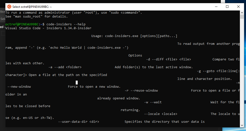 `code-insiders --help` has wrong format · Issue #73045 · microsoft/vscode · GitHub