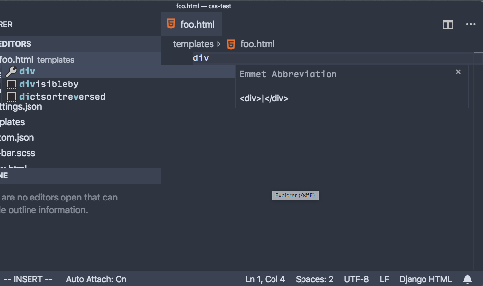 Django extension breaks emmet explansion when it handles HTML files · Issue #73113 · microsoft ...