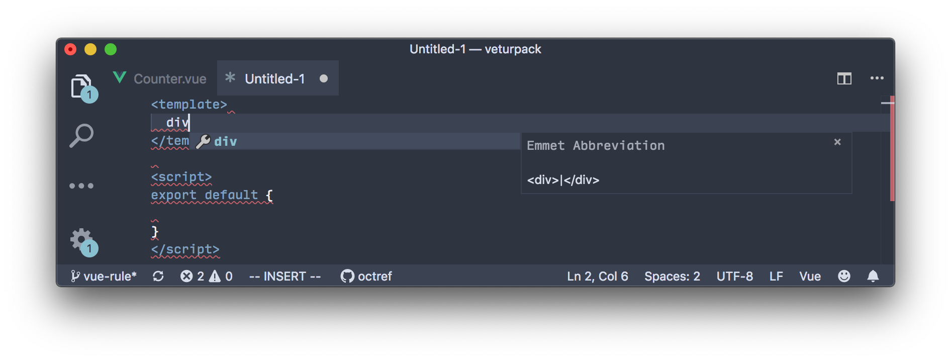 Both Emmet and Scaffold Snippets not working · Issue #1325 · vuejs/vetur · GitHub
