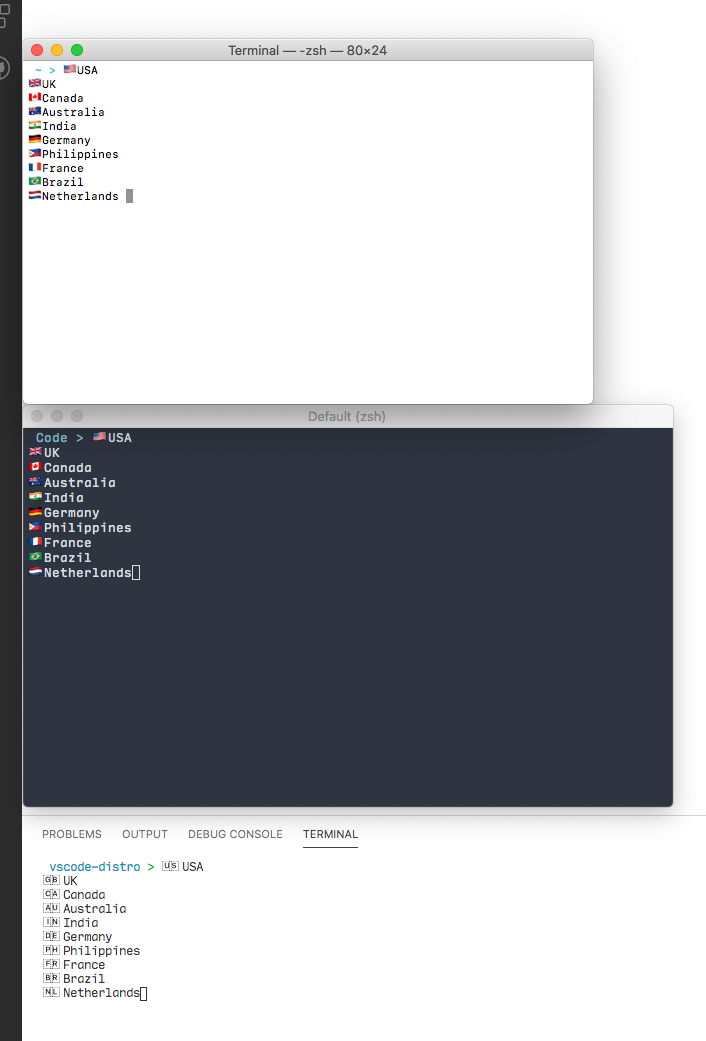 Terminal unicode 11 support: terminal doesn't render flags · Issue #91634 · microsoft/vscode ...