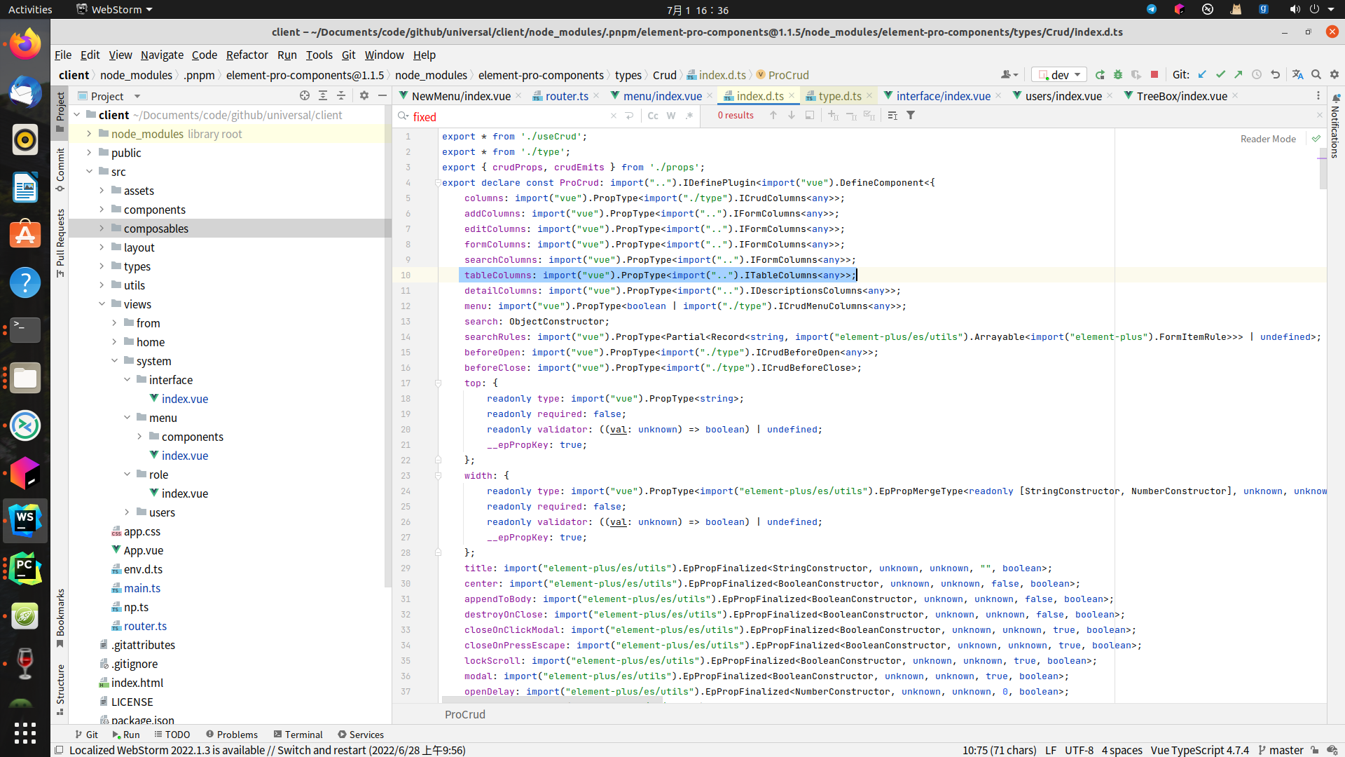 CRUD 如何固定左右两列 · Issue #334 · tolking/element-pro-components · GitHub