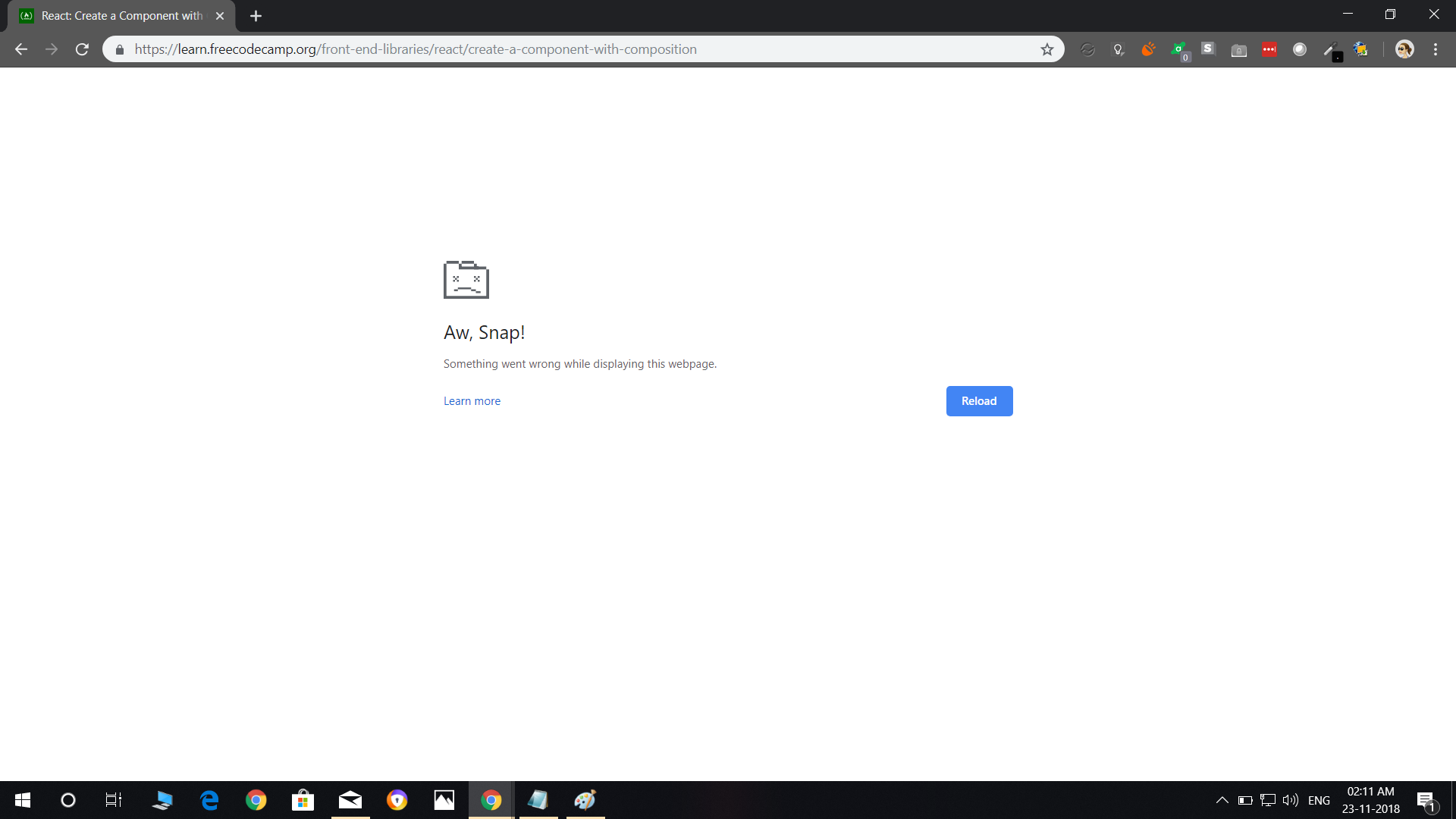 The page becomes unresponsive. · Issue #34428 · freeCodeCamp/freeCodeCamp · GitHub