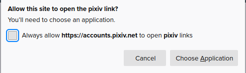 [pixiv] "Could not find any application or handler for pixiv://account ...