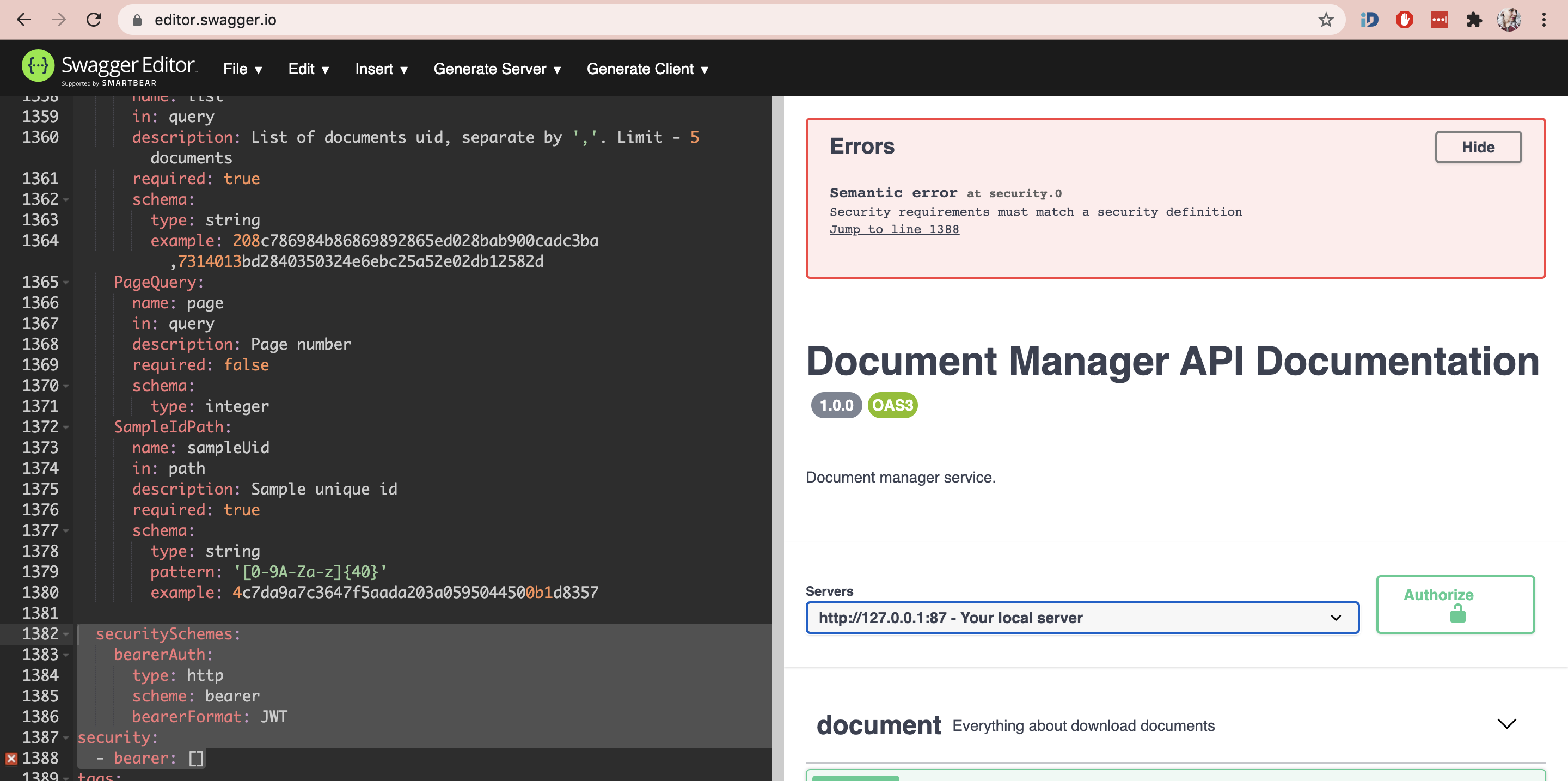 Security requirements must match a security definition · Issue #2215 · swagger-api/swagger ...