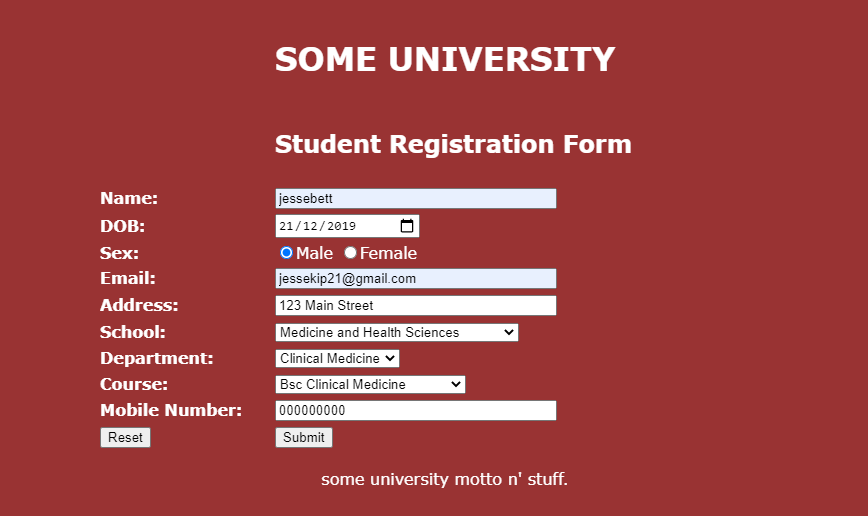 GitHub Jesse Bett Student Registration Form Using Html5 css Js