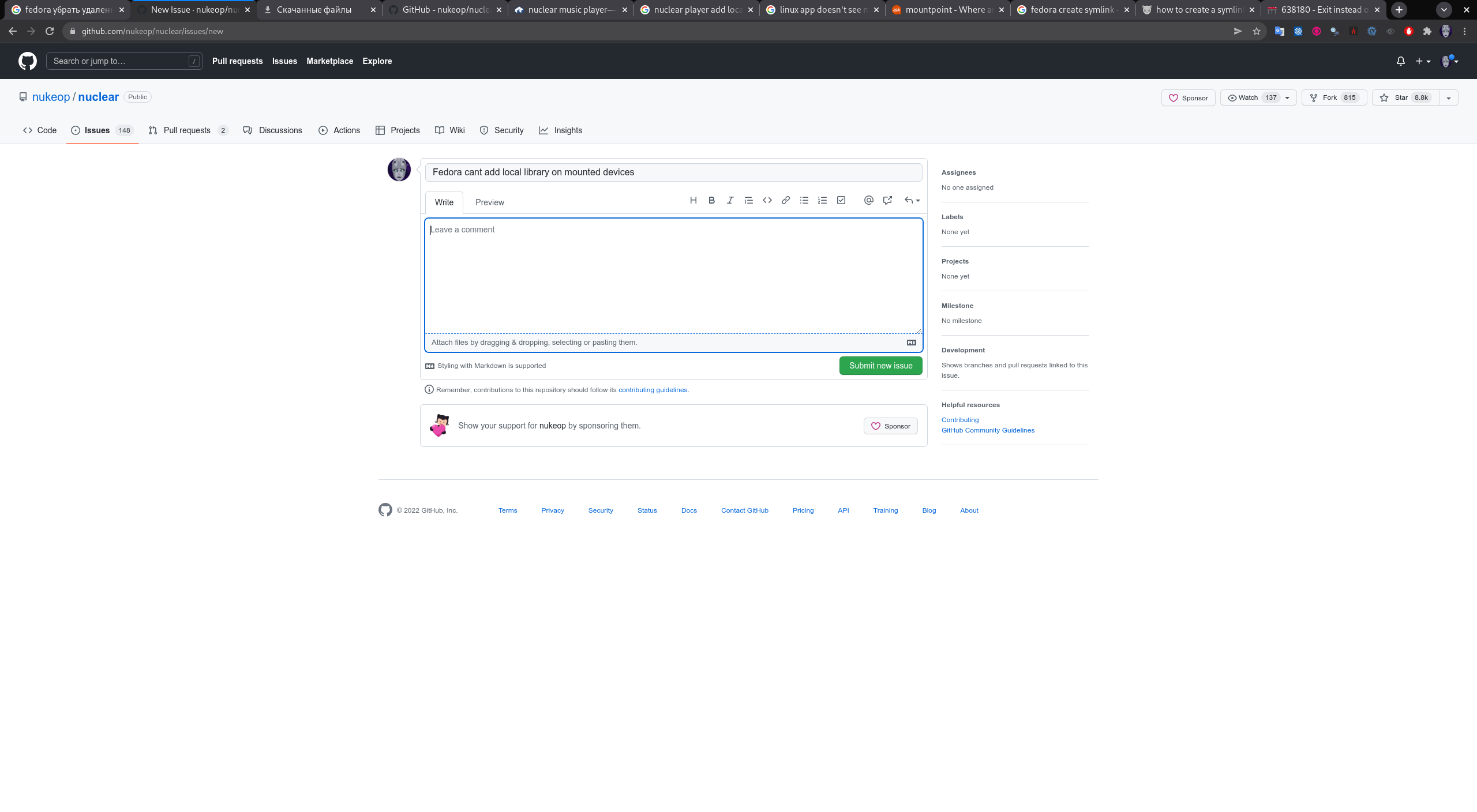 Fedora Cant Add Local Library On Mountr · Issue 1276 · Nukeopnuclear · Github