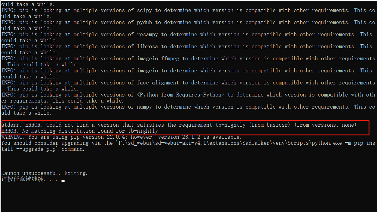 Stderr Error Could Not Find A Version That Satisfies The Requirement Tb Nightly · Issue 405