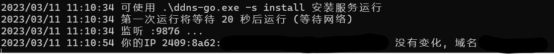 安装服务后启动，会卡在“第一次运行将等待 20 秒后运行 (等待网络)” · Issue #602 · jeessy2/ddns-go · GitHub