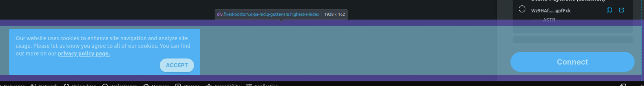 [Bug report] Accept cookies banner blocking the element behind · Issue #543 · AstarNetwork/astar ...