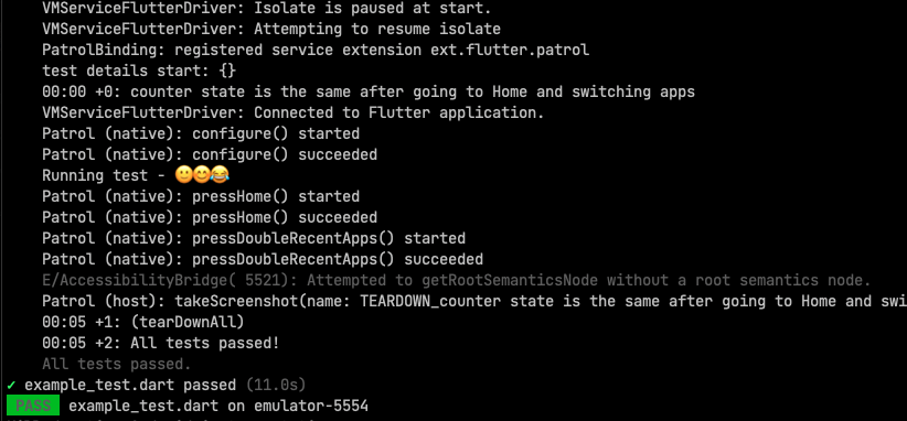 Terminal output for `patrol drive` incorrectly displays unicode characters · Issue #662 ...